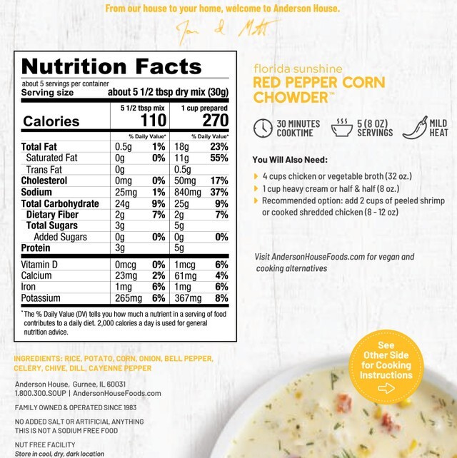 Frontier Soups Florida Sunshine Red Pepper Corn Chowder Mix | eBay