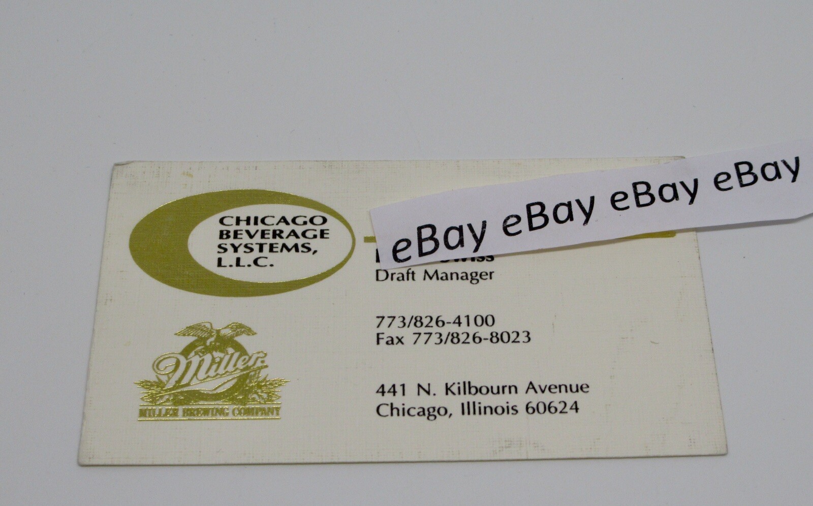 Chicago Beverage Systems 441 N. Kilbourn Av Chicago 60624 Business Card ...