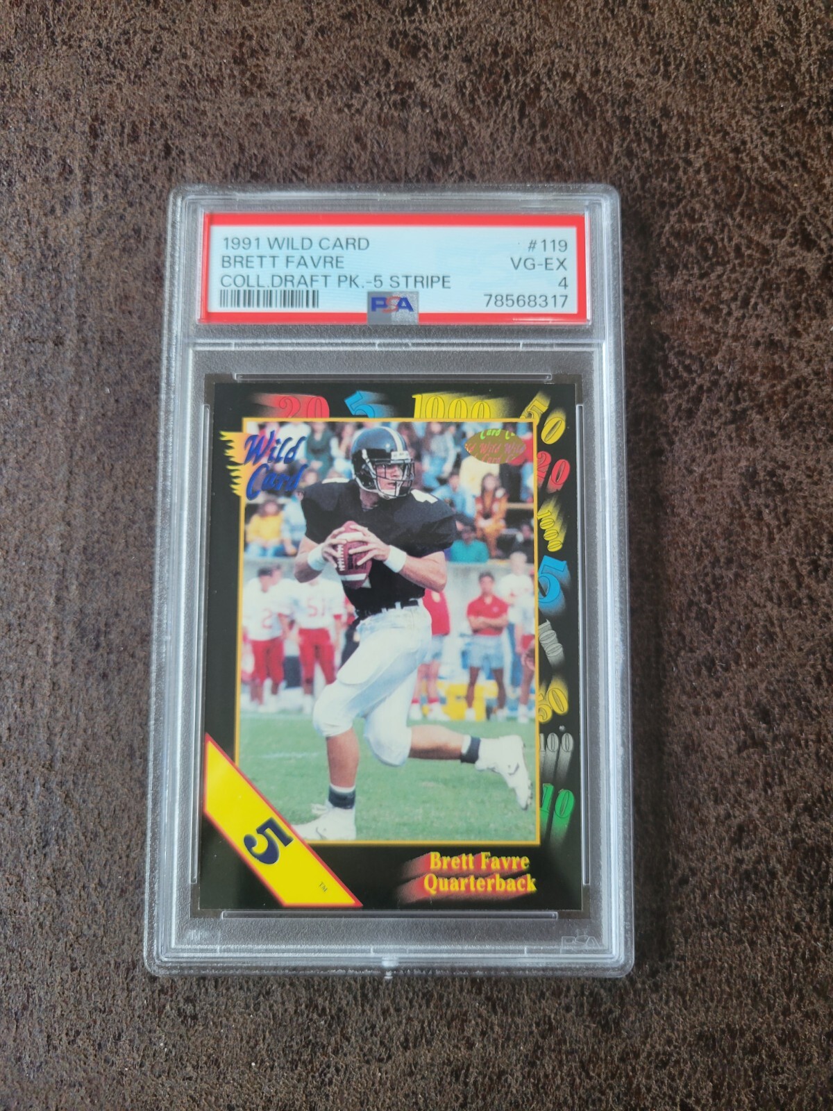 1991 Wild Card ROOKIE Brett Favre 5 Stripe #119 - PSA 4 - Green Bay ...