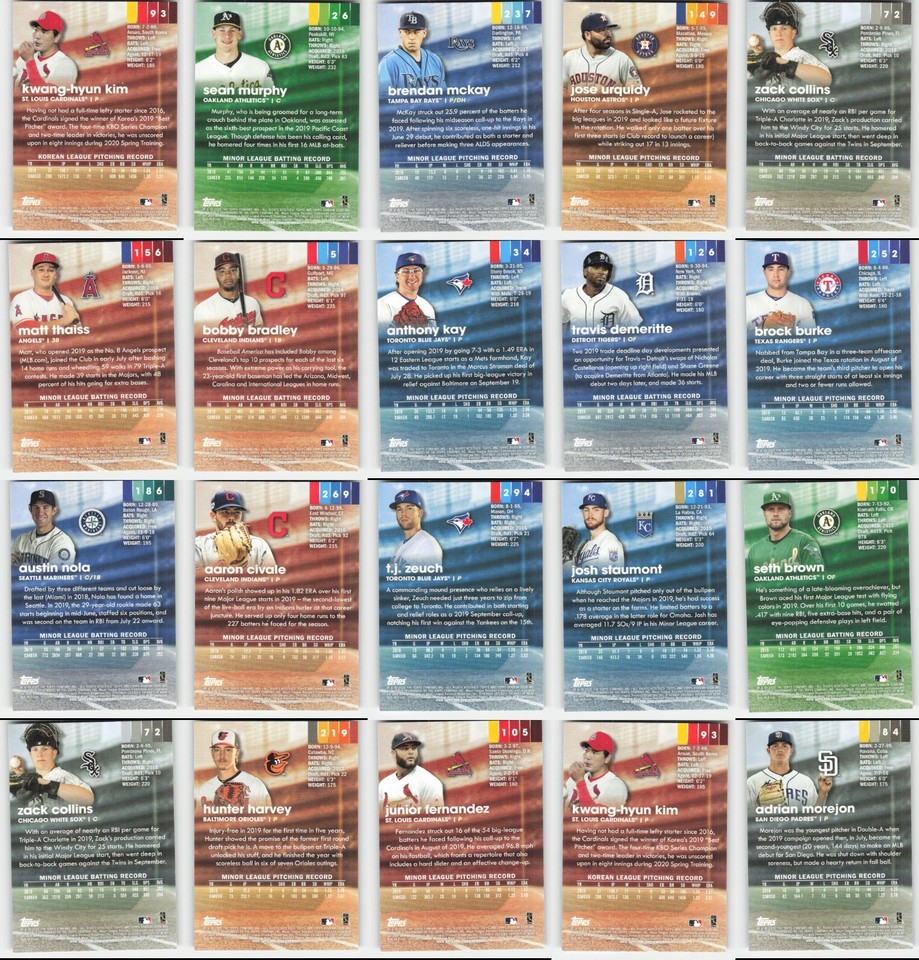 2020 Topps Stadium Club Rookie Card Lot of 100 MLB Baseball Cards ...
