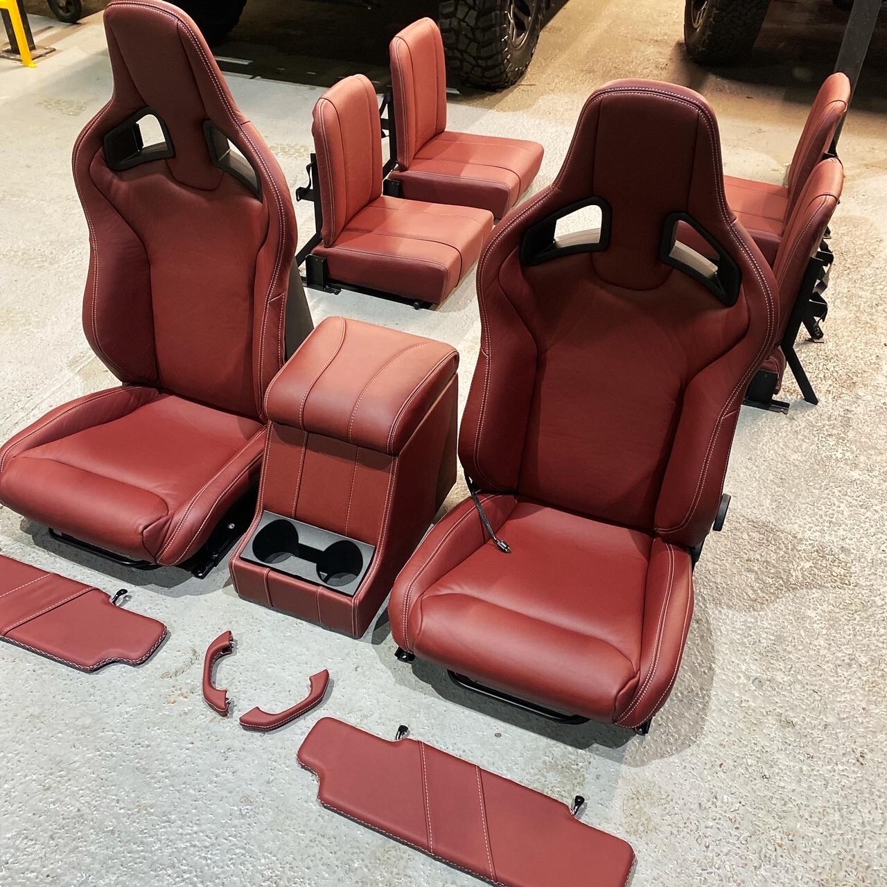 Red/Burgundy leather interior Cubby, Recaro seats fits Land Rover ...