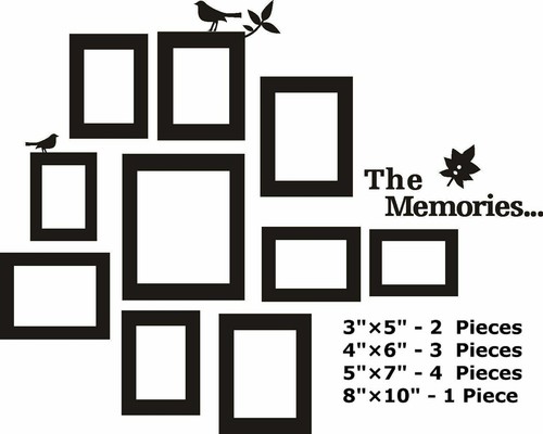10 PCs Picture Photo Frame Set Wall Black Sticker Vinyl Decal Decor ...