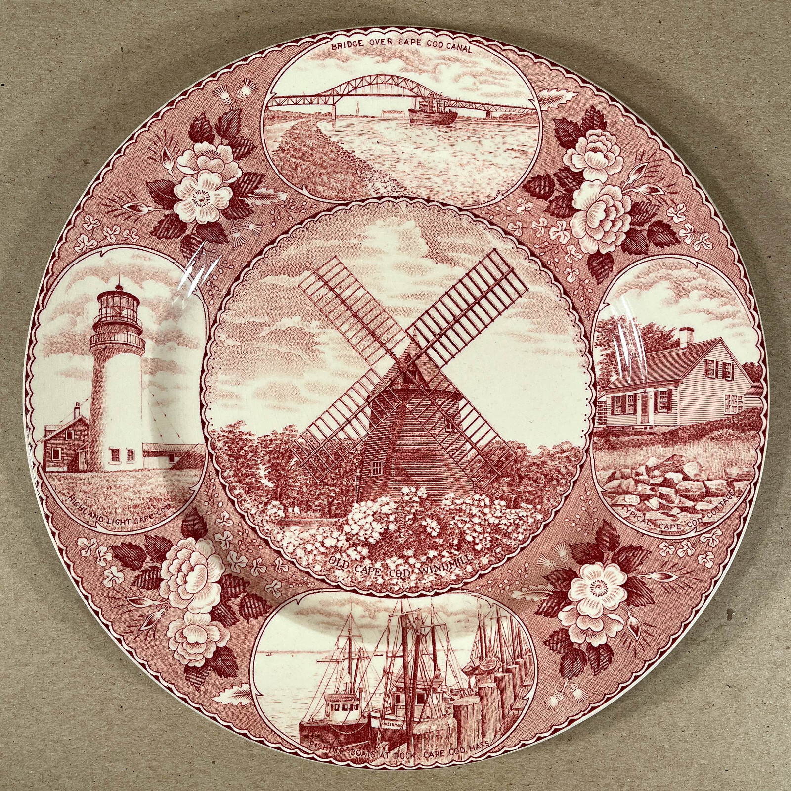 Provincetown MA: 1930s ADAMS STAFFORDSHIRE 10" CAPE COD PLATE Rose ...