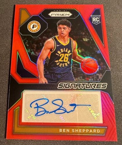 Ben Sheppard 2023-24 Prizm 97/99 Auto Signatures Red RC Indiana Pacers ...