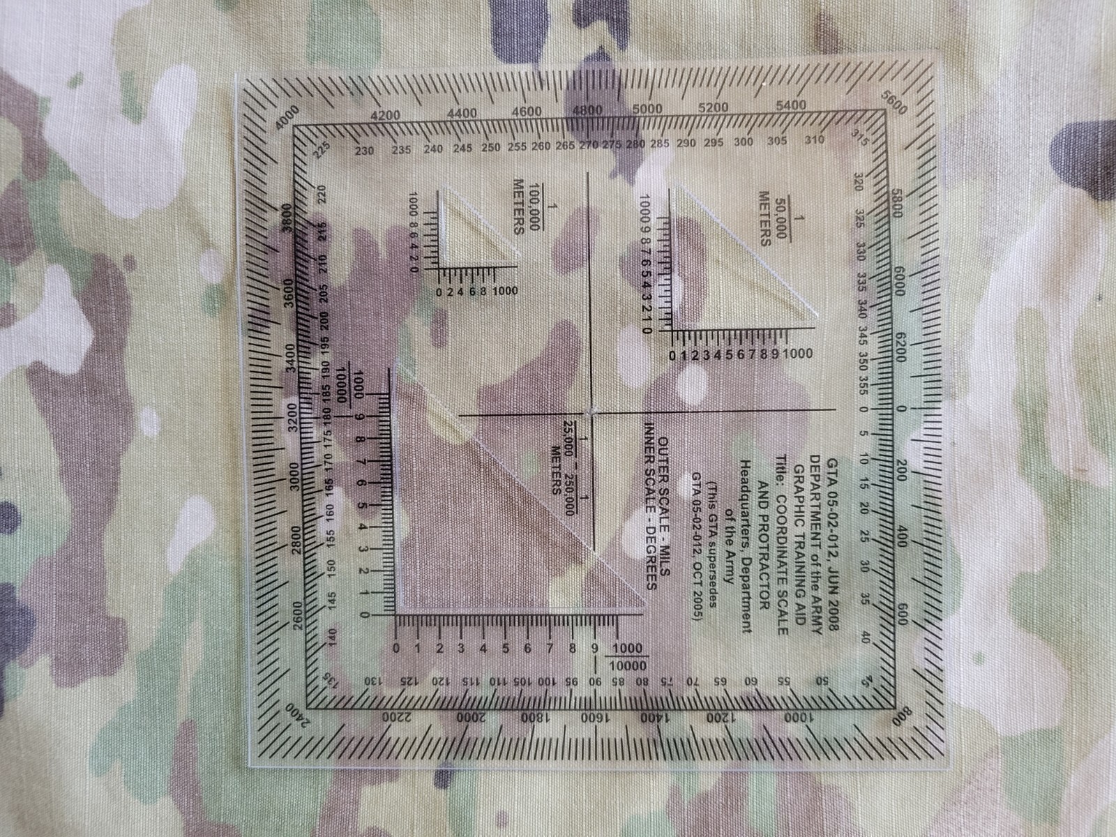 US Military Coordinate Scale Protractor Military Grid Map Reading 