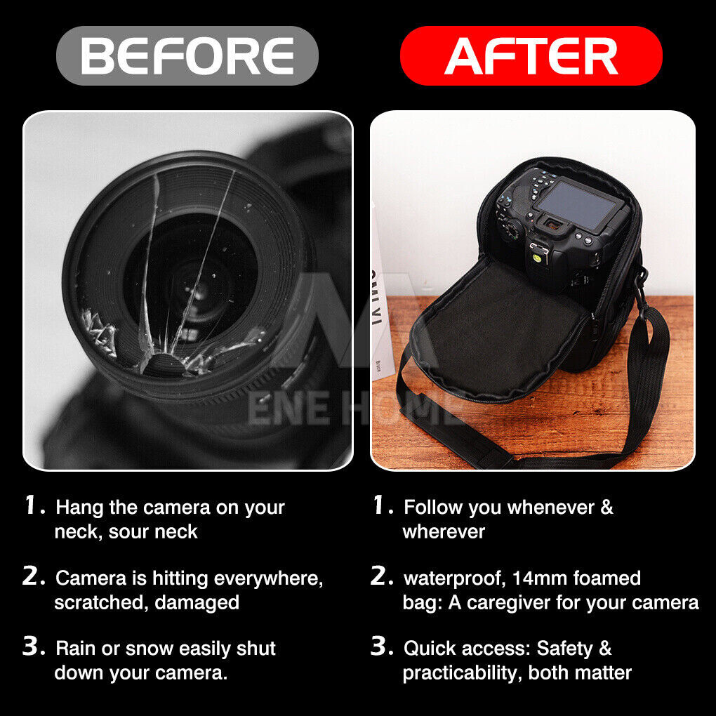 Waterproof DSLR SLR Camera Bag Shoulder Case For Canon EOS Nikon Sony ...