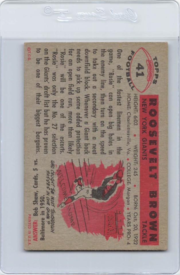 1956 Topps #41 Roosevelt Brown Giants VG/EX 1208 | eBay