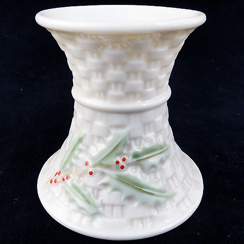 ENCHANTED HOLLY by Belleek CANDLE HOLDER 2.75" tall NEW NEVER USED made ...