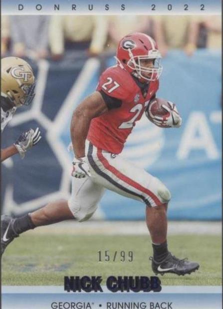 2022 Panini Chronicles Draft Picks - Donruss Retro Nick Chubb #23 Blue ...