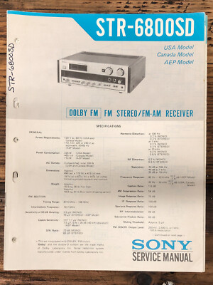Sony STR-6800 STR-6800SD Receiver Service Manual *Original* | eBay