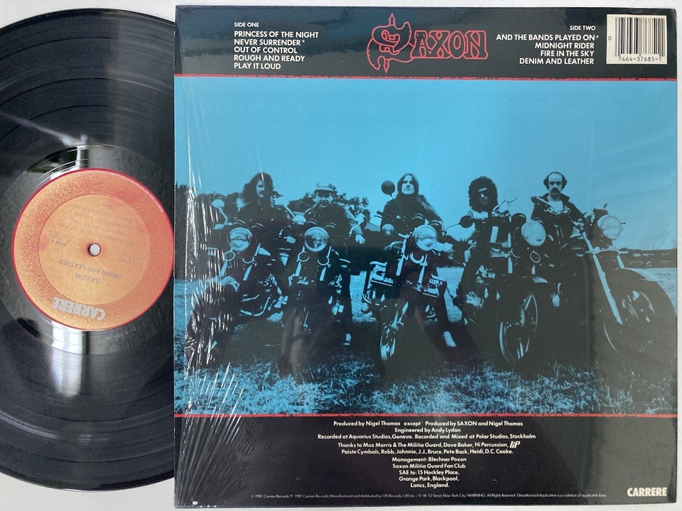 SAXON - Denim and Leather LP (1st US Pressing on CARRERE, in Shrink ...