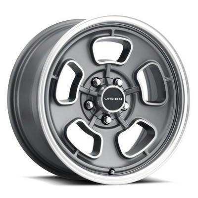 15x5.5 +7 Vision 148 Shift 5x4.75 Satin Grey Machined Face/Lip Wheels ...