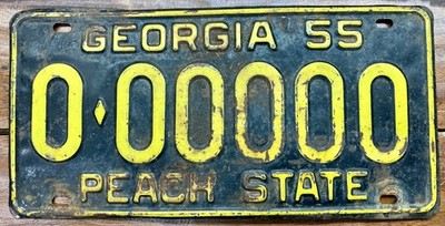COOL, COLLECTIBLE, RUSTIC, HARDER TO FIND 1955 GEORGIA SAMPLE LICENSE ...