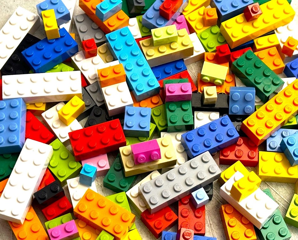 150 LEGO Basic Bricks Blocks Sizes 1x1 1x2 2x2 2x4 2x6 bulk lot mix ...