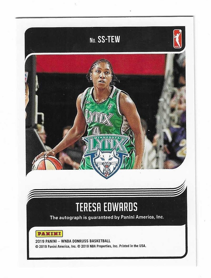 2019 Panini Donruss WNBA Signature Series Teresa Edwards Autographed ...