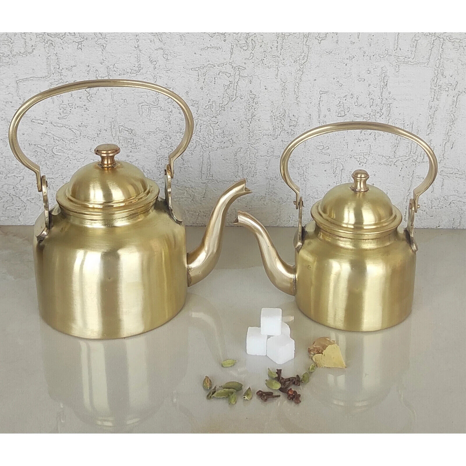Antique Brass Handmade Plain Tea Kettle, Brass Teapot, Coffee Serving ...
