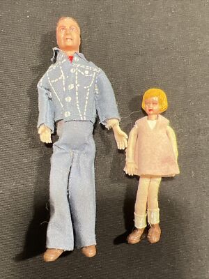 Vintage Bendable Rubber Man Blue Suit Dollhouse Miniature Doll 5 ...