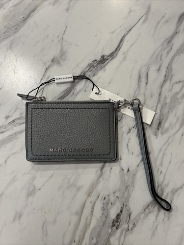 MARC JACOBS Rock Grey Leather Groove Top Zip Wristlet | eBay