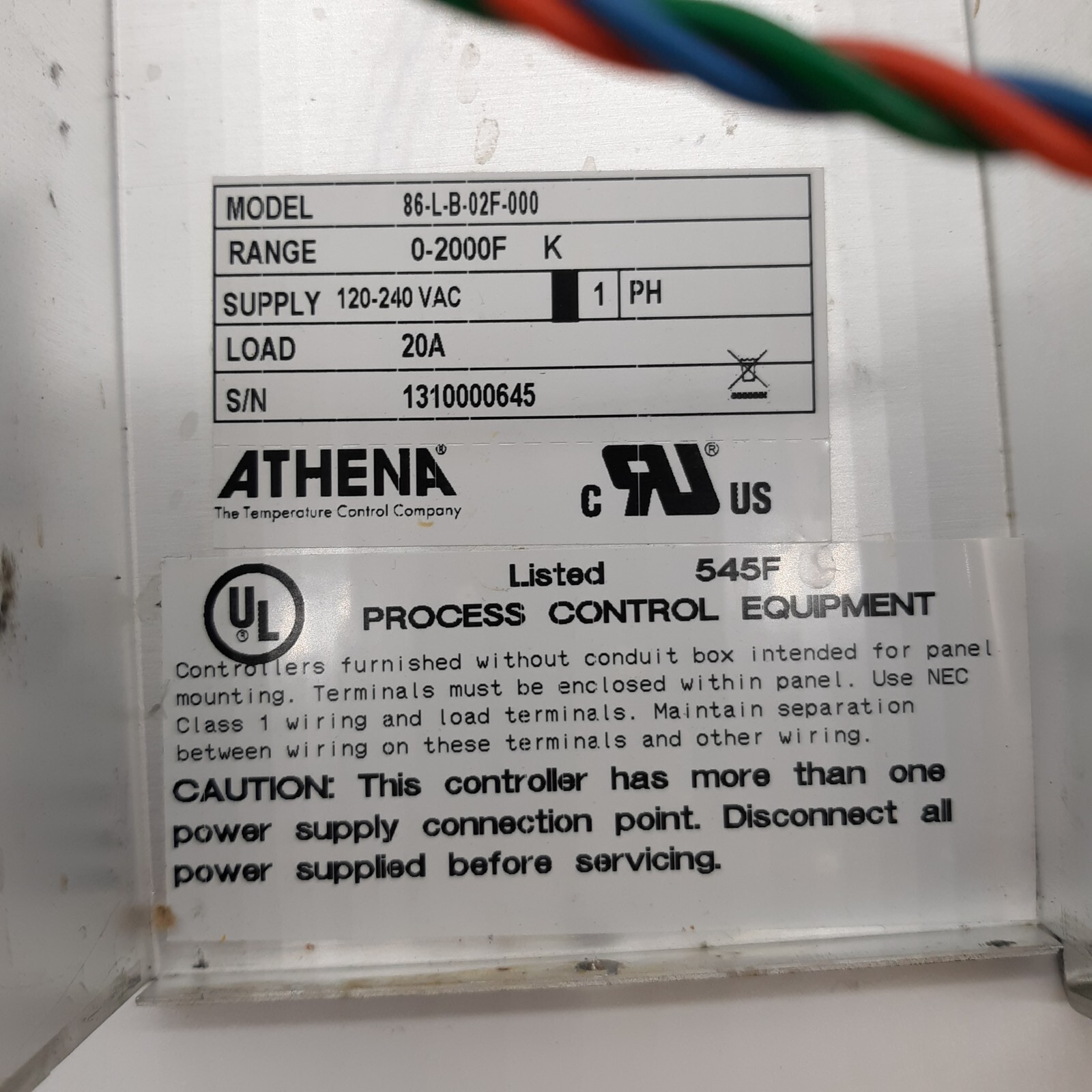 Athena 86-L-B-02F-000 Temperature Controller for sale online | eBay