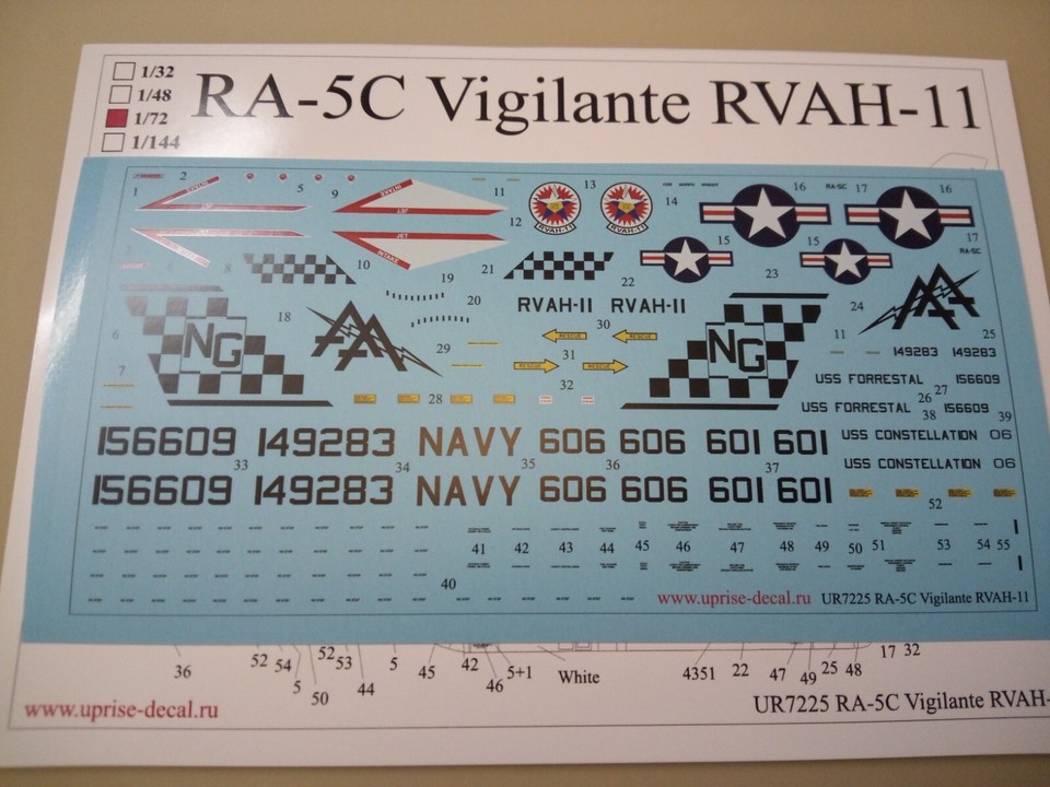 UpRise Decals UR7225 - DECAL RA-5C Vigilante RVAH-11 1/72 | eBay
