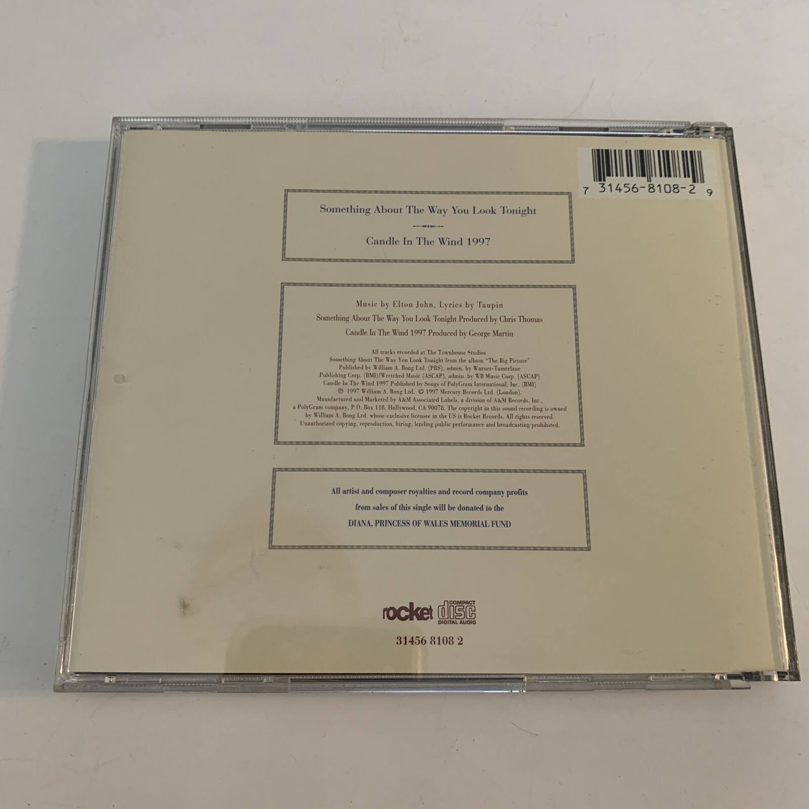 Elton John in Loving Memory of Diana, Princess of Wales CD 1997 | eBay