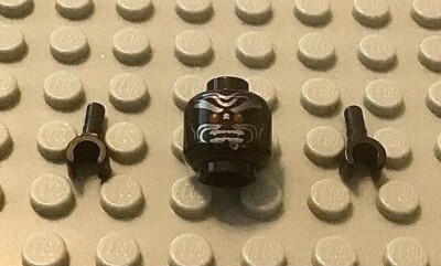 LEGO Black Minifig Head with Red Eyes, Gritted Teeth and Pair of Black ...