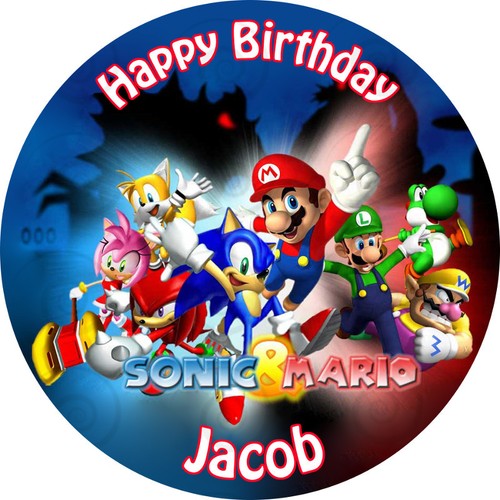 MARIO BROS AND SONIC Party Edible Cake topper image | eBay