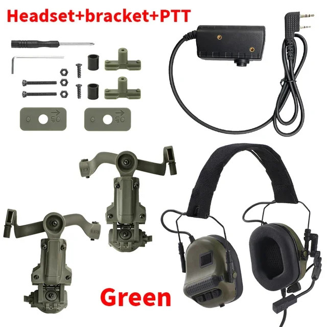 Tactical Headset Noise Cancelling Headphones with Brackets Fit Helmet ...