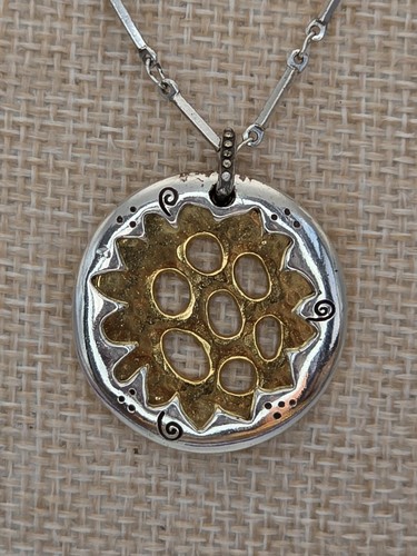 BRIGHTON Sun Star Cut Out Necklace Silver & Gold Plate Reversible Bar ...