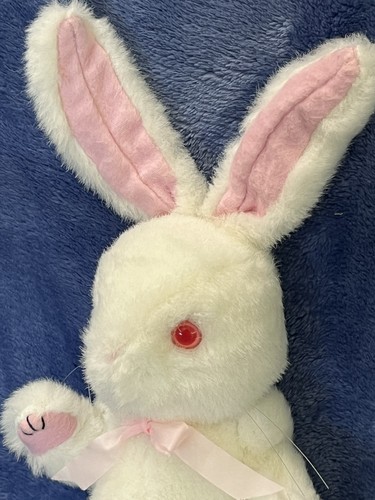 White Bunny Rabbit 13” With Pink Eyes And Bendable Wired Ears Rare ...
