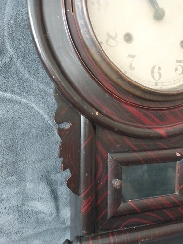 New Haven Key Wind Pendulum Striking Wall Clock Circles Face Unusual ...