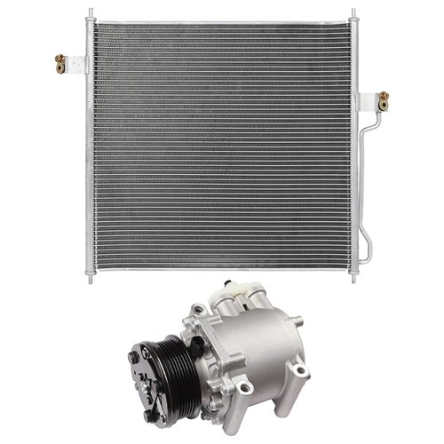 Aluminum AC Condenser + AC Compressor Cooling Kit For 2002-2003 Ford ...
