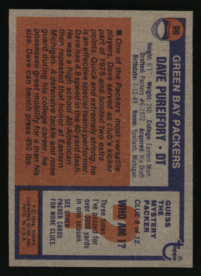 1976 Topps RC #99 Dave Pureifory Rookie | eBay