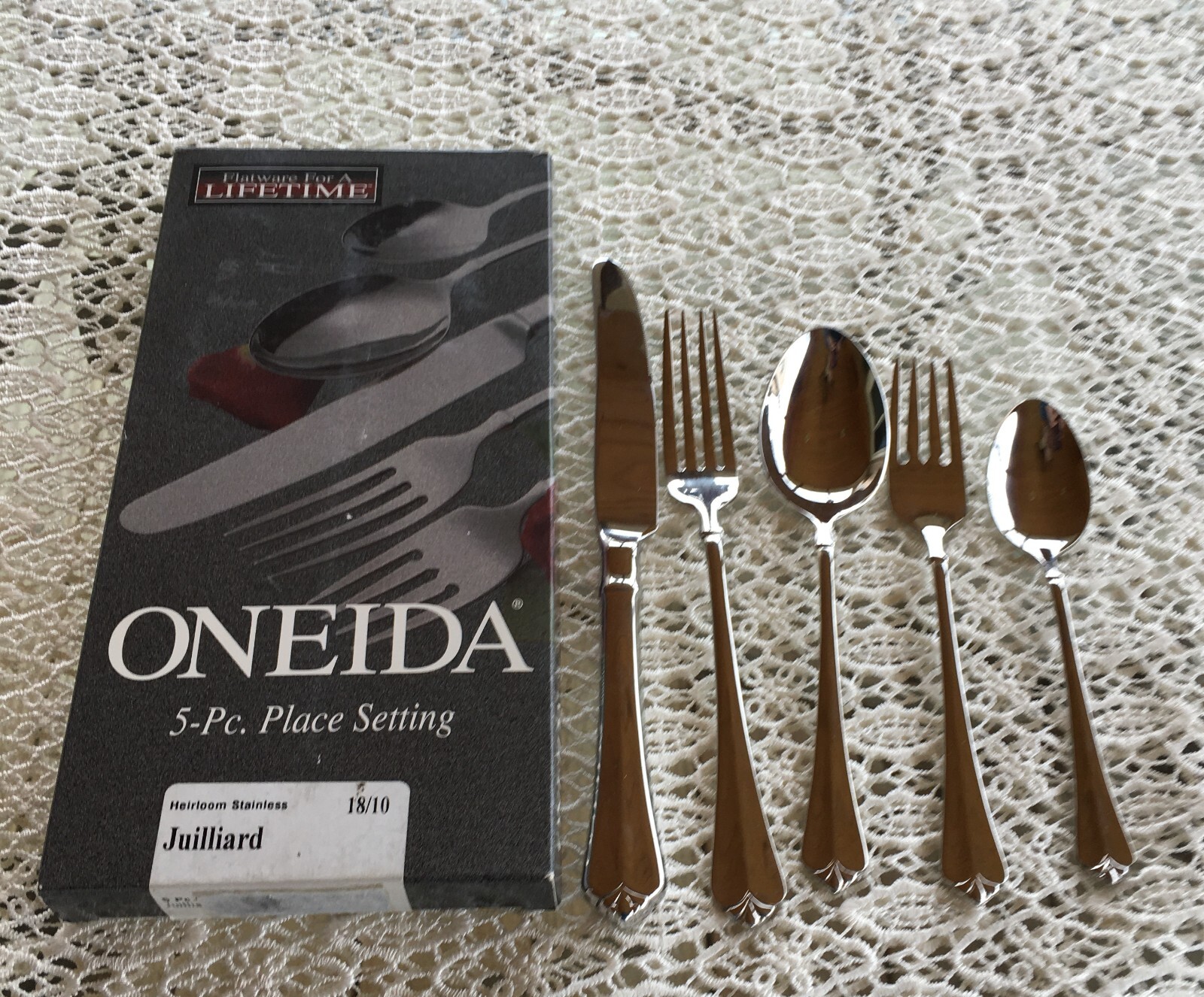 ONEIDA JUILLIARD 1-5 PC PLACE SETTING HEIRLOOM STAINLESS FLATWARE ...