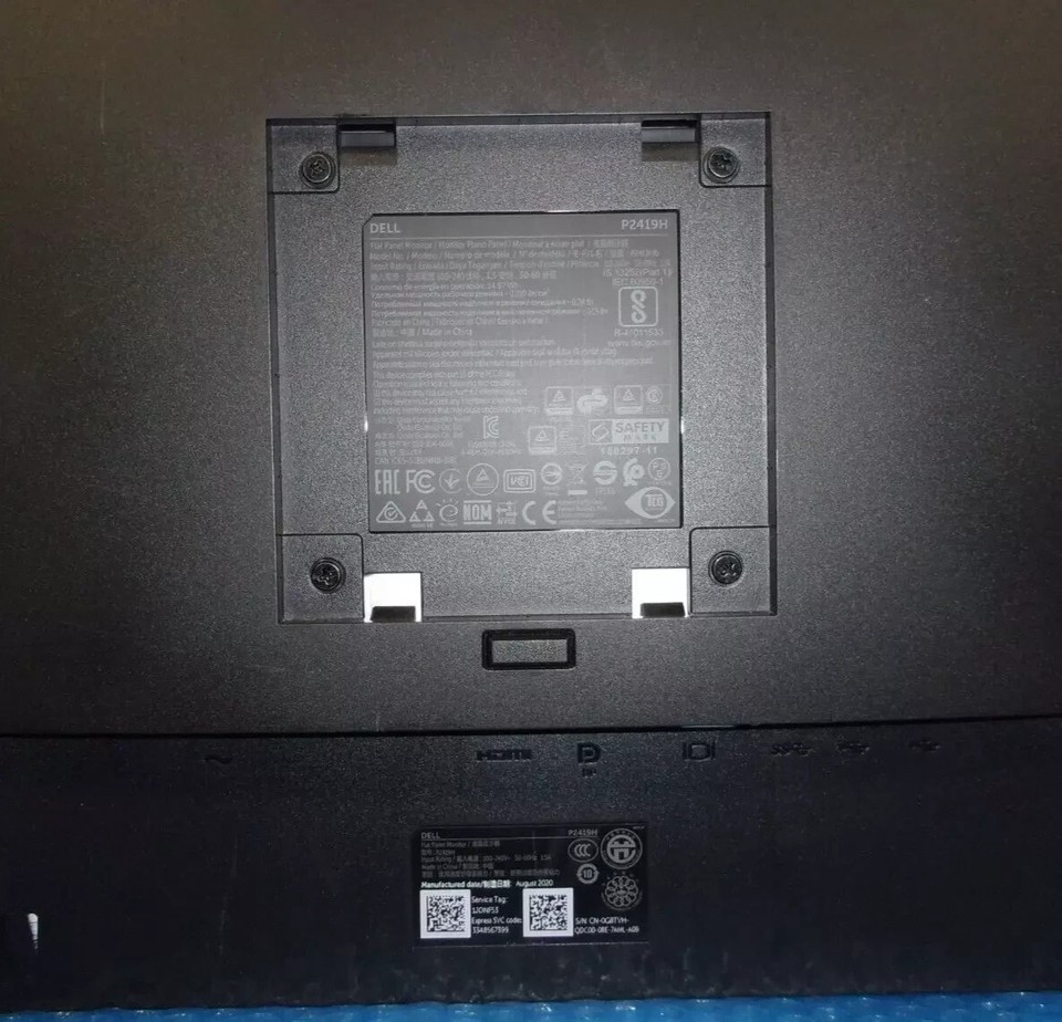 Dell P2419H Monitor Backlit Full HD (1080p) 1920x1080 HDMI VGA & DP ...