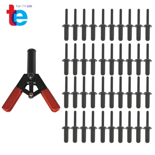 41Pcs Plastic Poly Rivet Gun Quick Set Riveting Hand Tool W/ 40 Poly ...