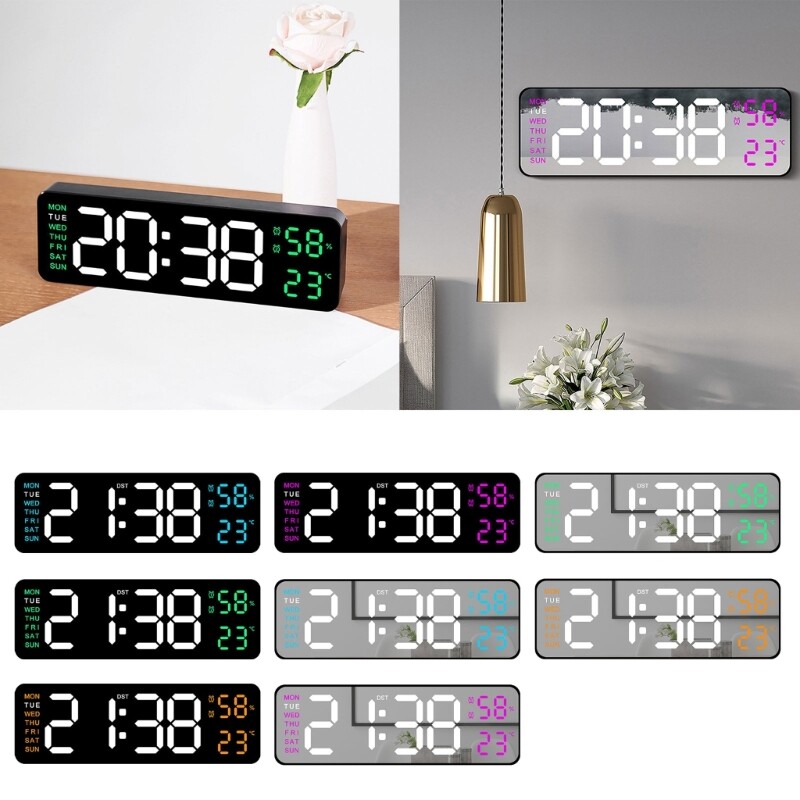 Multifunctional LED Clock with Temperature and Humidity Date and Week ...
