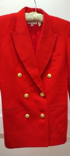 Talbots Red Jacket 1990s Gold Color Button Wool Blazer Rich Girl Petite ...