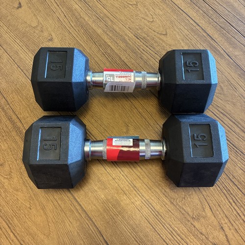 🏋15 lb x 2 WEIDER Hex Rubber Coated Pair Of Dumbbell Weights 30 LBS ...