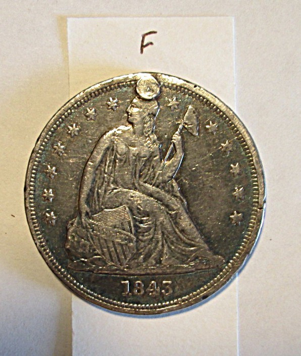 1843 United States Seated Liberty Silver Dollar $1 plug, cleaned ...