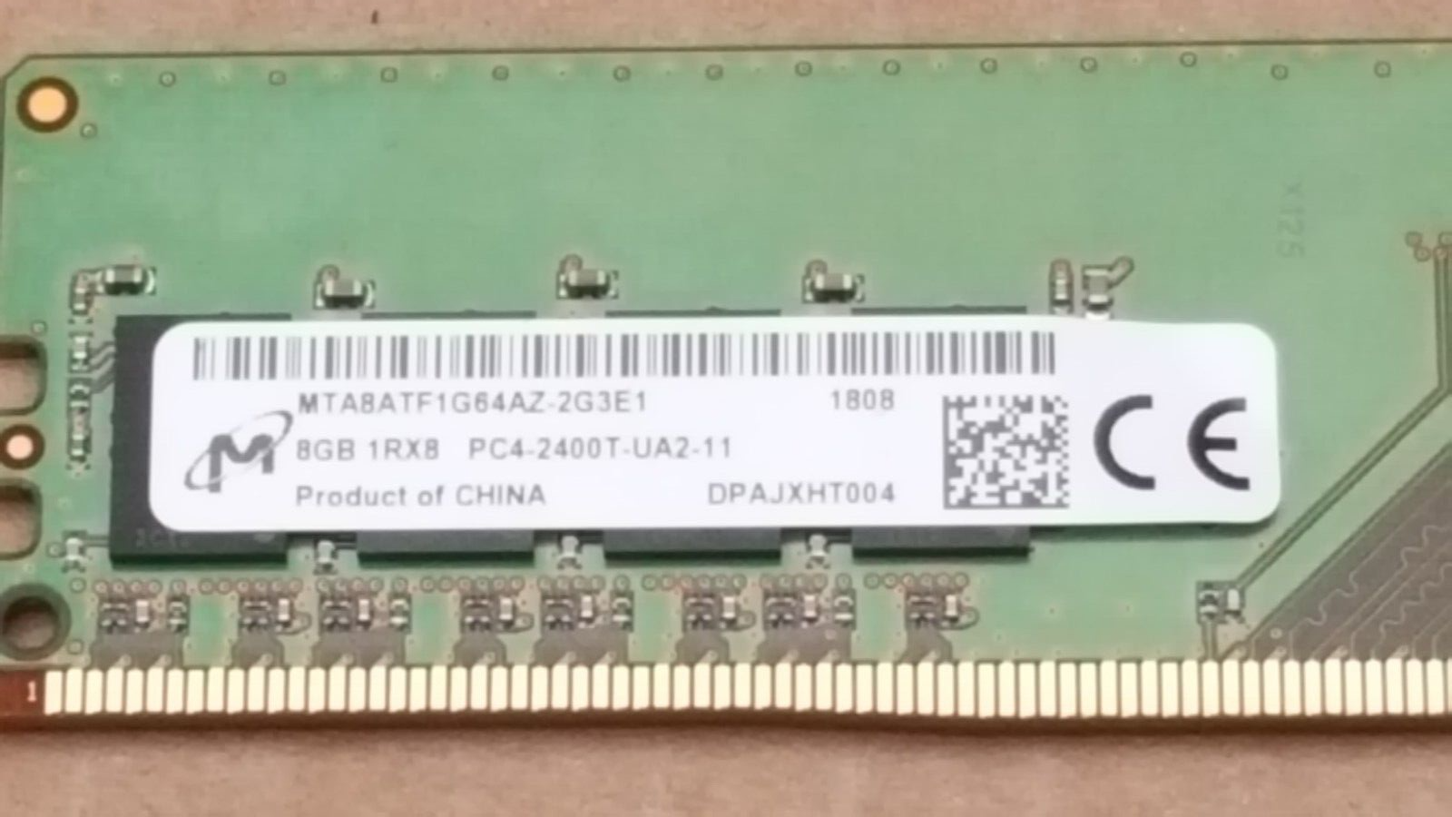 8GB DDR4 PC4-2400T 19200MHz 288-Pin Desktop Memory MTA8ATF1G64AZ-2G3E1 ...