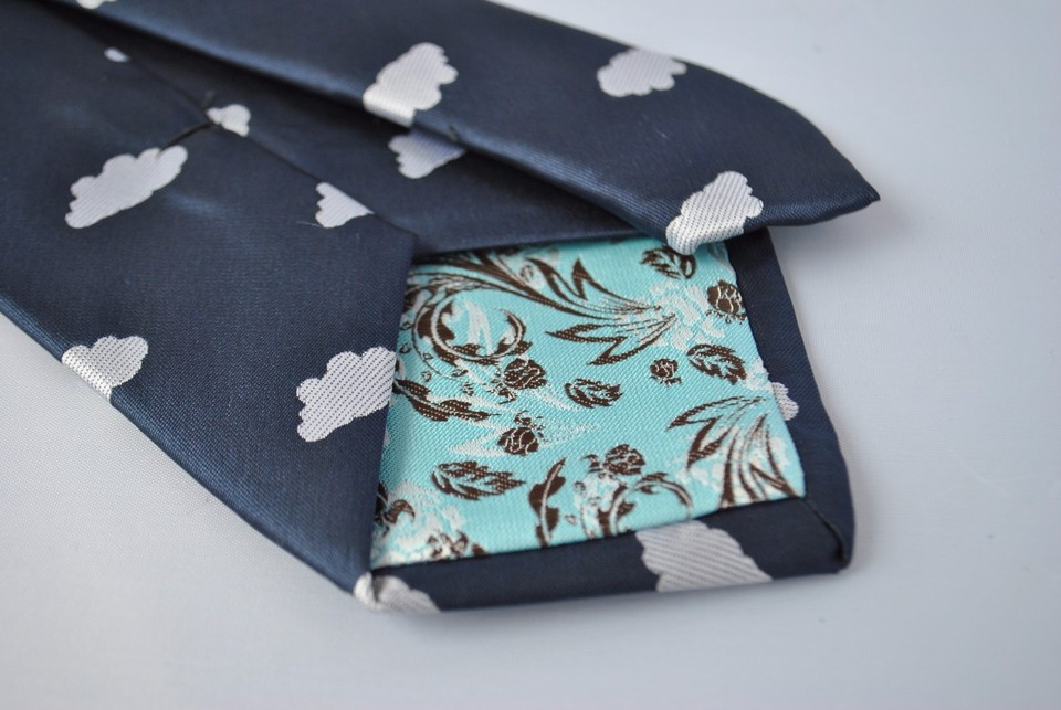 Frederick Thomas Designer Mens Tie - Dark Navy Blue - Embroidered ...