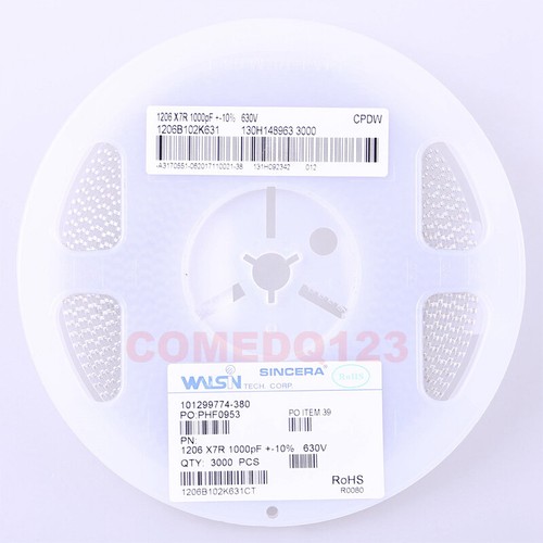 3000PCS/Reel 1206 1nF 630V X7R ±10% 1206B102K631 Walsin Ceramic ...