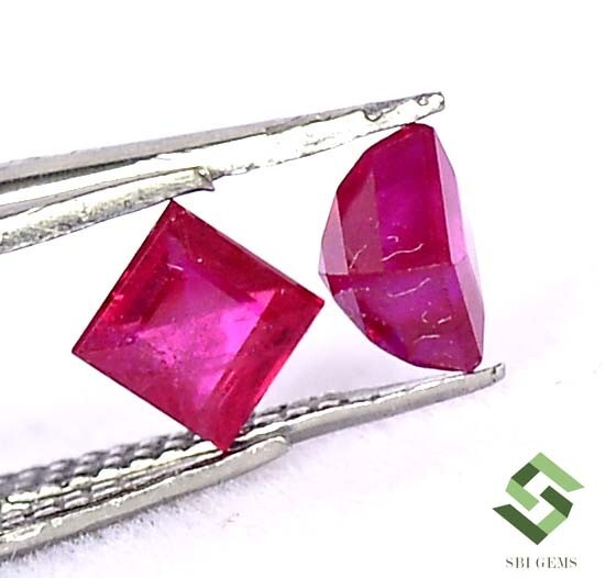 3.50x3.50 mm Certified Natural Ruby Square Cut Pair 0.93 CTS Loose ...