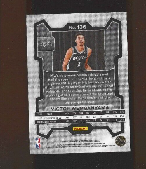 2023-24 Panini Prizm Victor Wembanyama #136 RC ROY Spurs | eBay