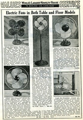 1940 Print Ad of Gilbert Table & Floor Model Electric Fans Aero-Dynamic ...