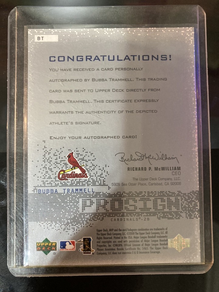 2000 Upper Deck MVP ProSign Auto #BT Bubba Trammell Tampa Bay Devil ...