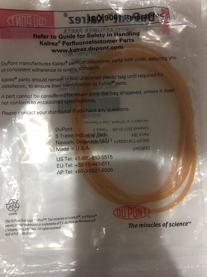 DuPont Kalrez Perfluoroelastomer O-Ring UltraPure, AS-568,K#284, 9100 ...