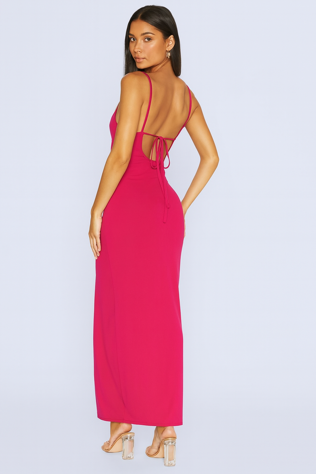 Ownley Pink Strappy Dress Size Small Long Maxi Leg Split Party Side ...