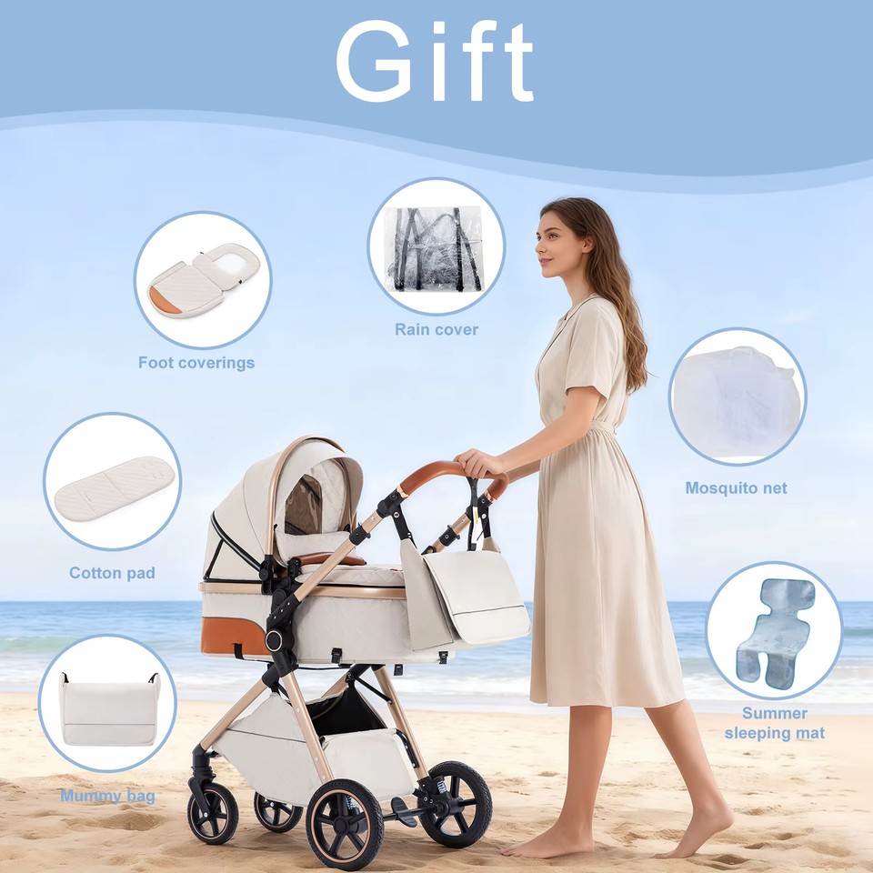 3-in-1 Multifunctional Baby Stroller – Easy Fold, Portable Travel ...
